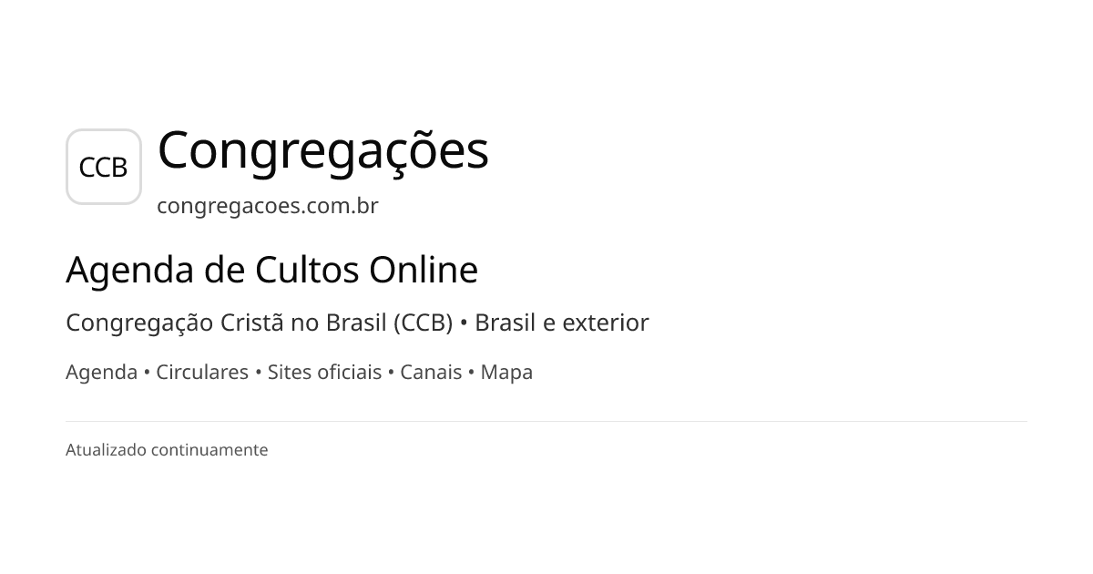 Sites Oficiais da Congregação Cristã no Brasil (CCB) • Congregações